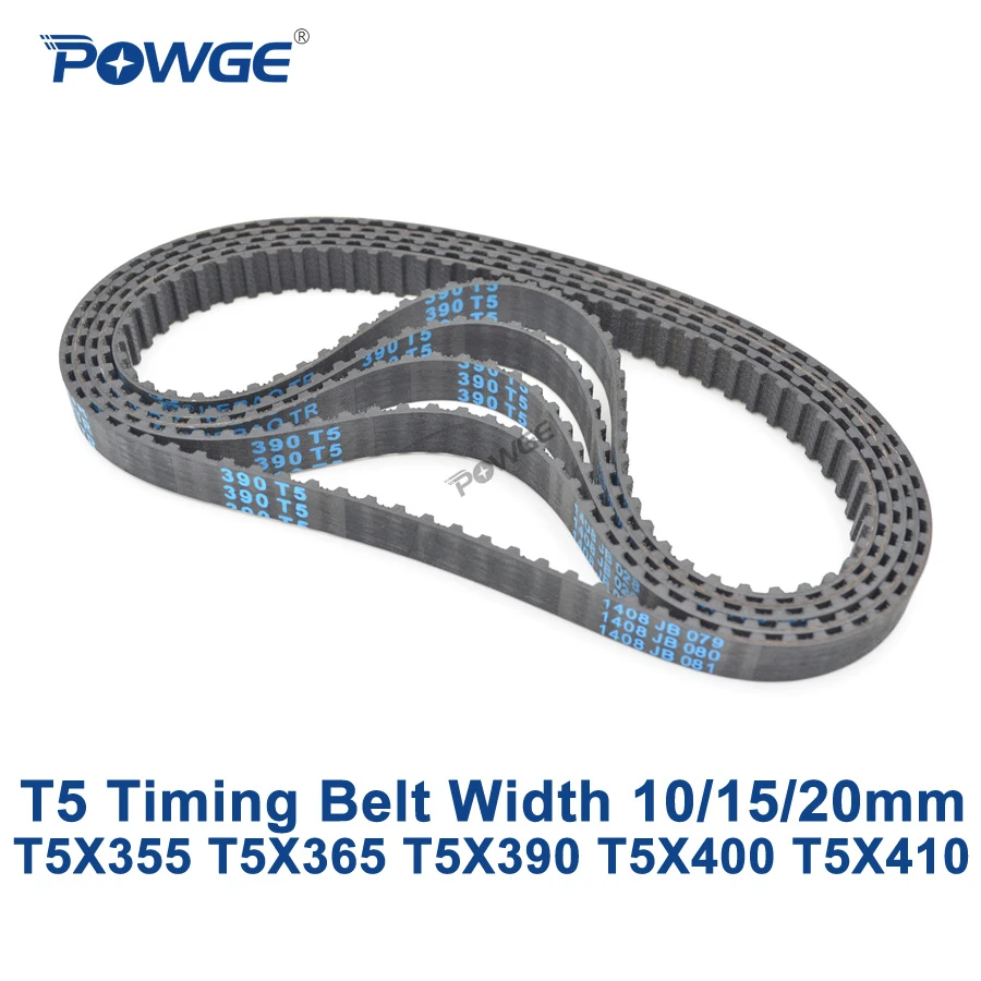 POWGE T5 Synchronous timing belt C=355/365/390/400/410 Width 10/15/20mm ...