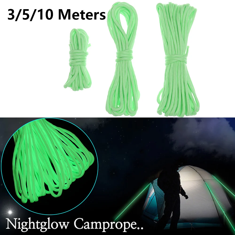 High Quality 3/5/10 Meters Survival Paracord Luminous Rope Camp Glow ...