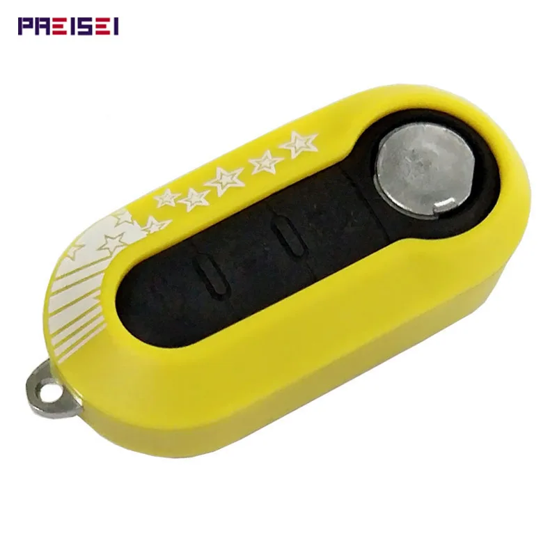Preisei Yellow Car Key For Fiat 500 Remote Flip Key Replace Fob Case ...