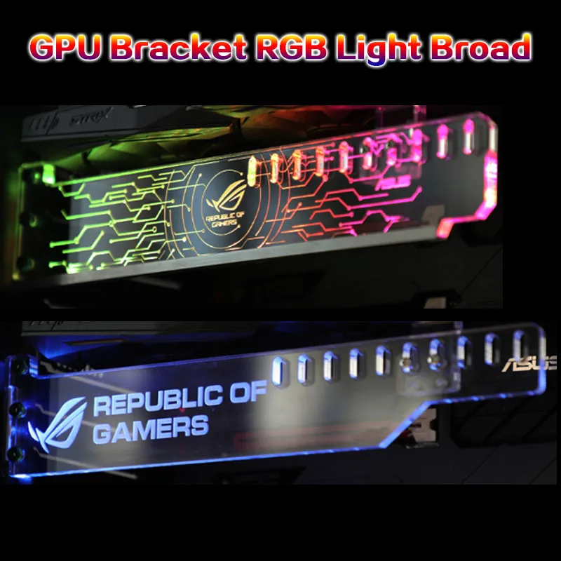 Graphics card bracket bending LED Breathing lamp RGB colorful light ...