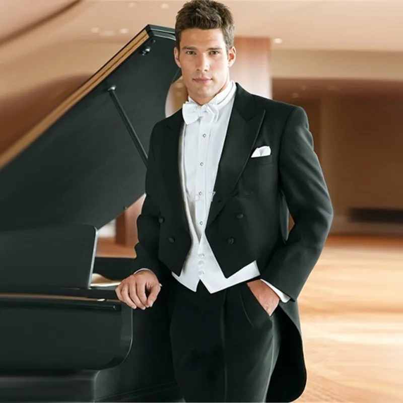Moda-Longo-Blazer-Preto-Fraque-Padrinho-de-casamento-Do-Noivo-Terno-Do ...