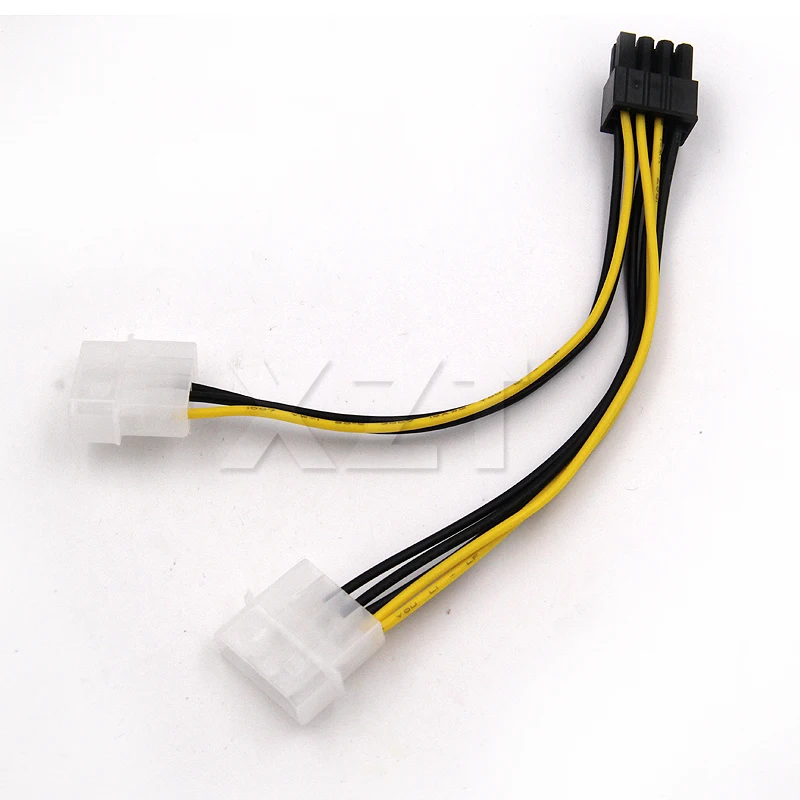 6 inch 2 x Molex 4 pin to 8-Pin PCI Express Video Card Pci-e ATX PSU Power Converter Cable ...