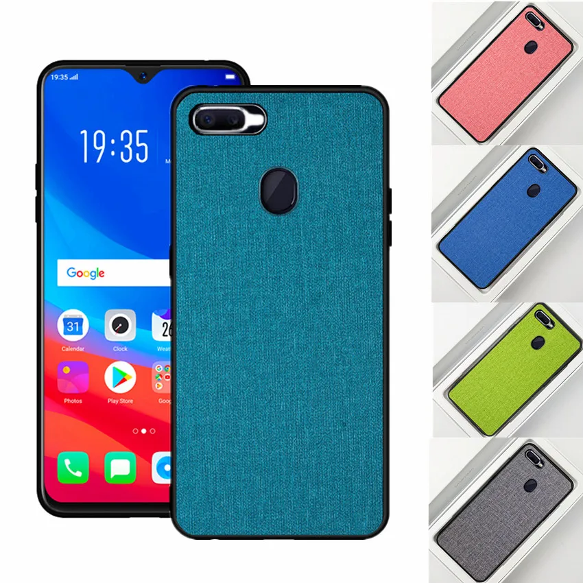 For OPPO A7 2018 Case A7X back cover Luxury Soft Silicone fabric Cloth ...