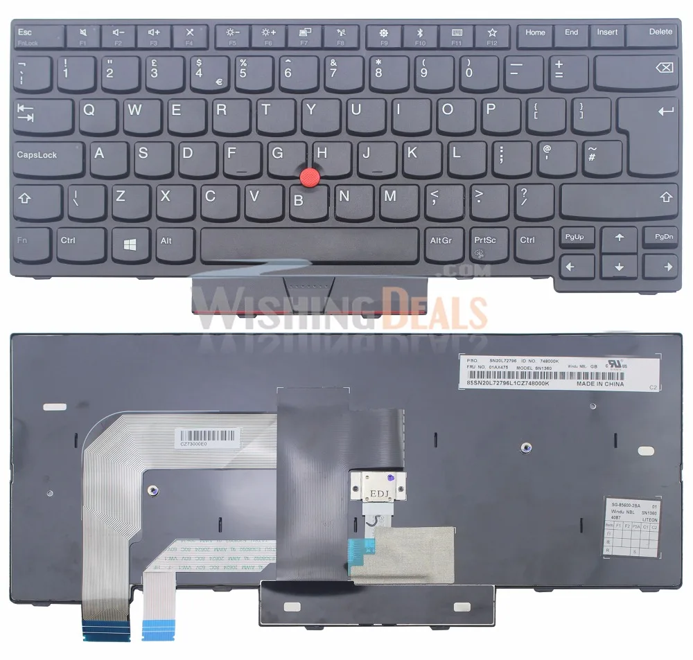 New For Lenovo Ibm Thinkpad T470 Uk English Layout Keyboard Black Color ...
