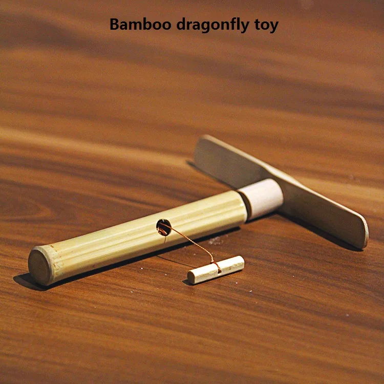 5pcs traditional chinese handmade toy wood Bamboo dragonfly flying game ...