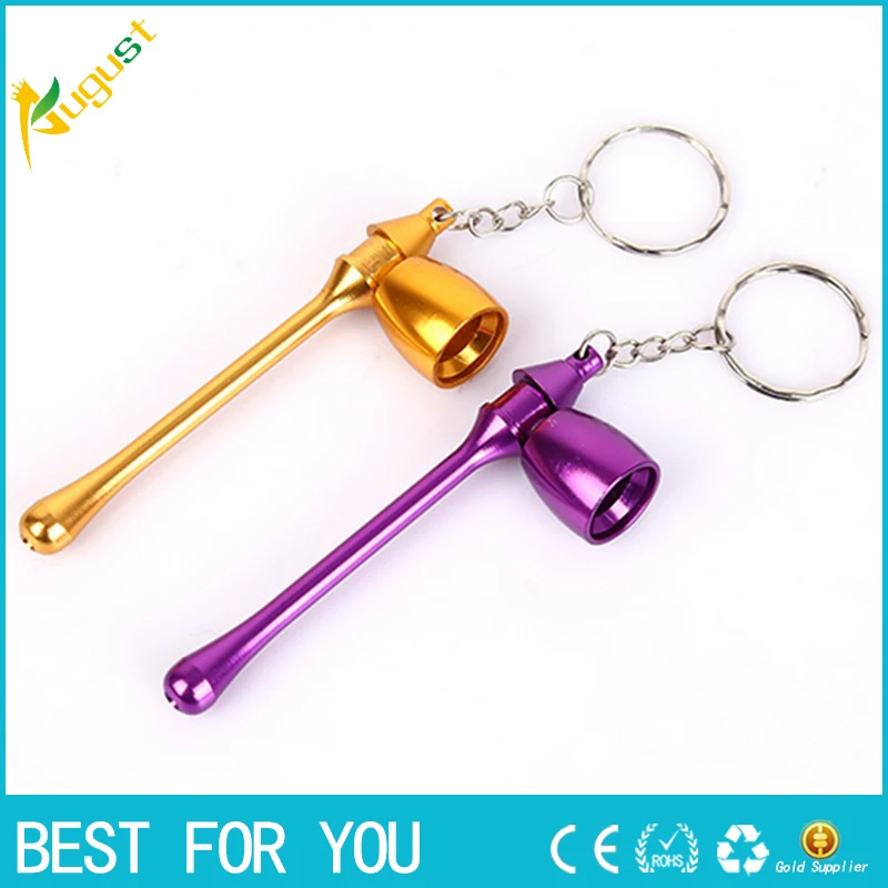 10pcs/lot Aluminum Keychain mushroom Tobacco pipe metal mini smoking ...