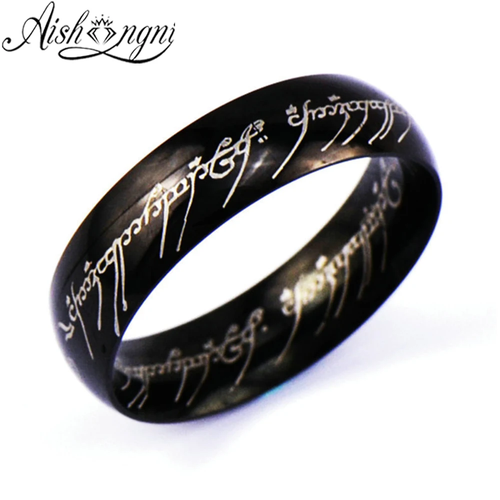 AISHANGNI JEWELS Fashion Jewelry Magic Letters Black Ring for Men and ...