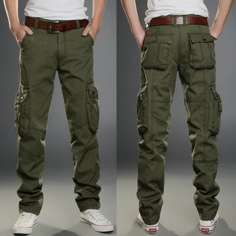 Men Cargo Pants Men Military Style Work Trousers Multi Side Pockets