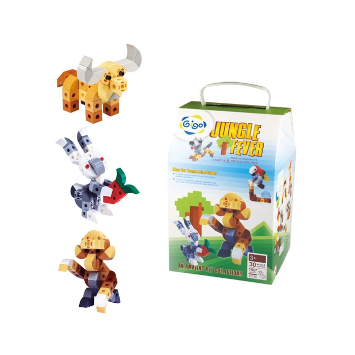 Gigo Children DIY 190PCS 30 Animals Models Creative Building Blocks ...