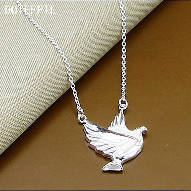 DOTEFFIL 925 Sterling Silver Pigeon Pendant Necklace 18 Inch Chain For ...