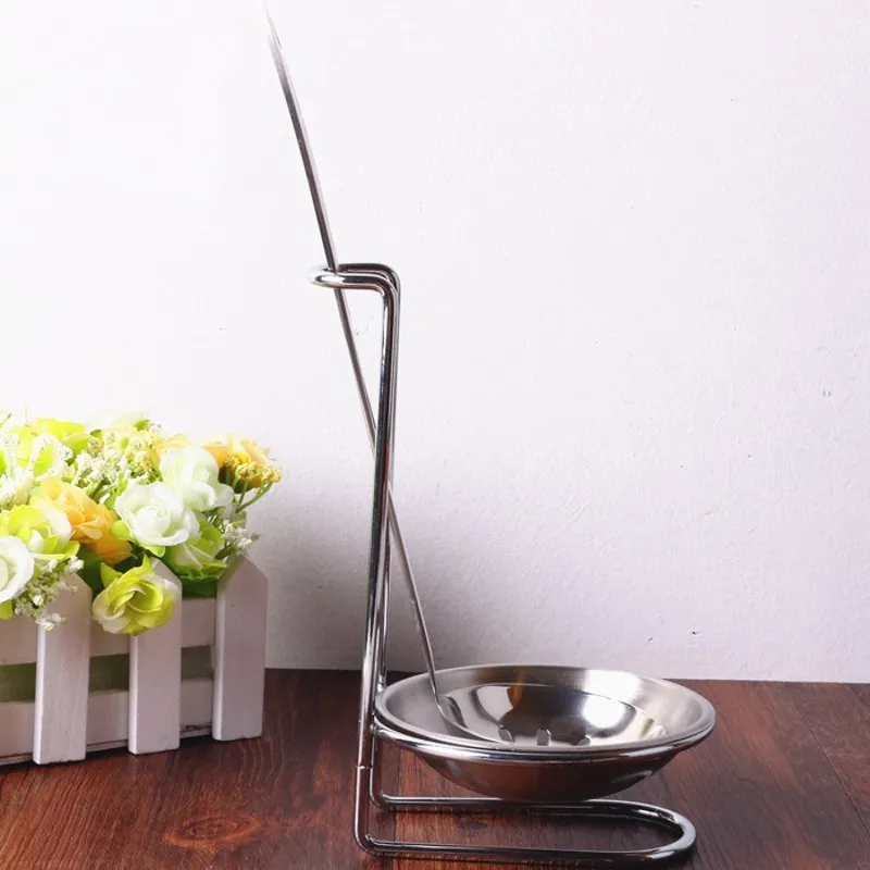 Silver Stainless Steel Soup Ladle Rack Spoon Rest Hot Pot Scoop Storage