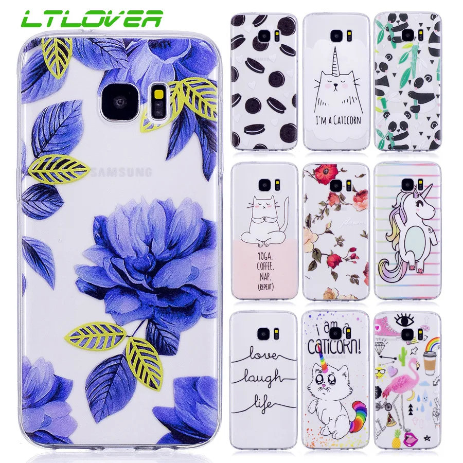 For Galaxy S7 Edge Soft TPU Cartoon Back Cover Transparent Silicone ...