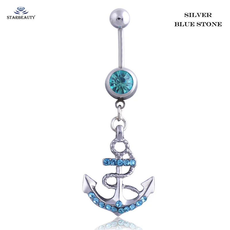 Blue Anchor Belly Button Rings