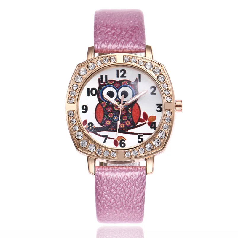 Watches Women Leather owl animal Wristwatches Ladies Casual Analog ...