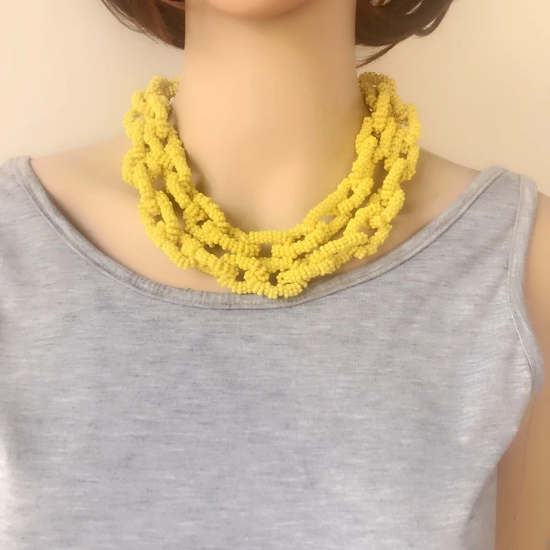 Collier de perles à fleurs jaunes, nouveau Design à la mode, collier ...