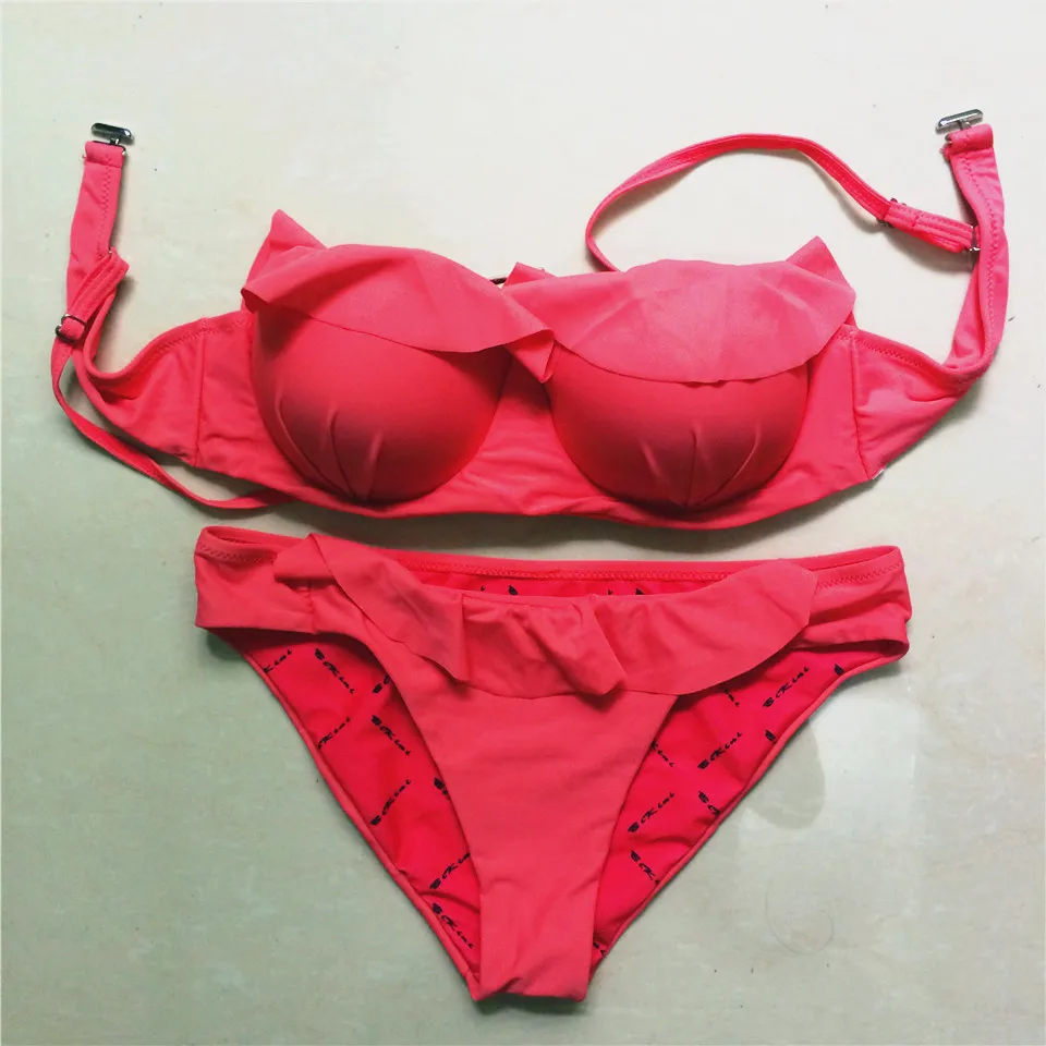 sexy bandeau bikini 2016 swim suit ruffle bikini swimwear strapless ...