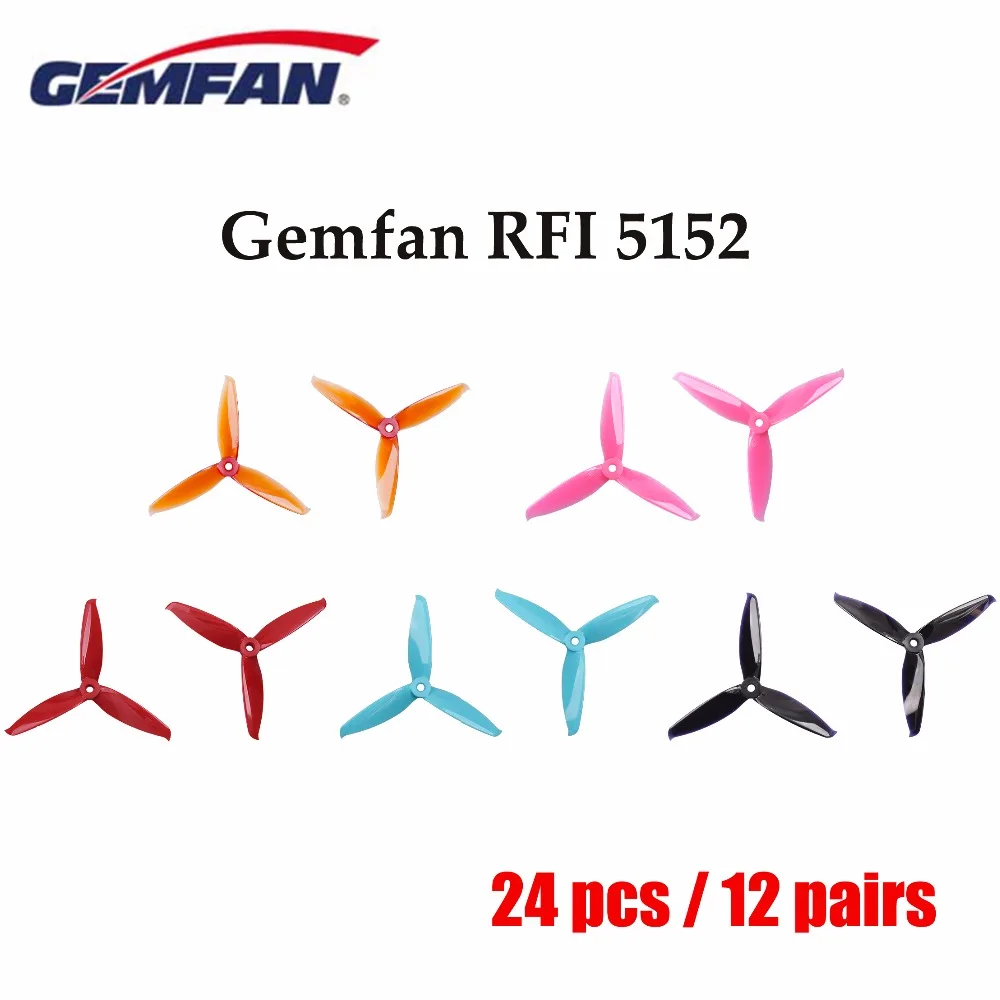 24 Pcs / 12 Pair Gemfan 5152 Plastic 3 Blade Cw Ccw Propeller Prop ...