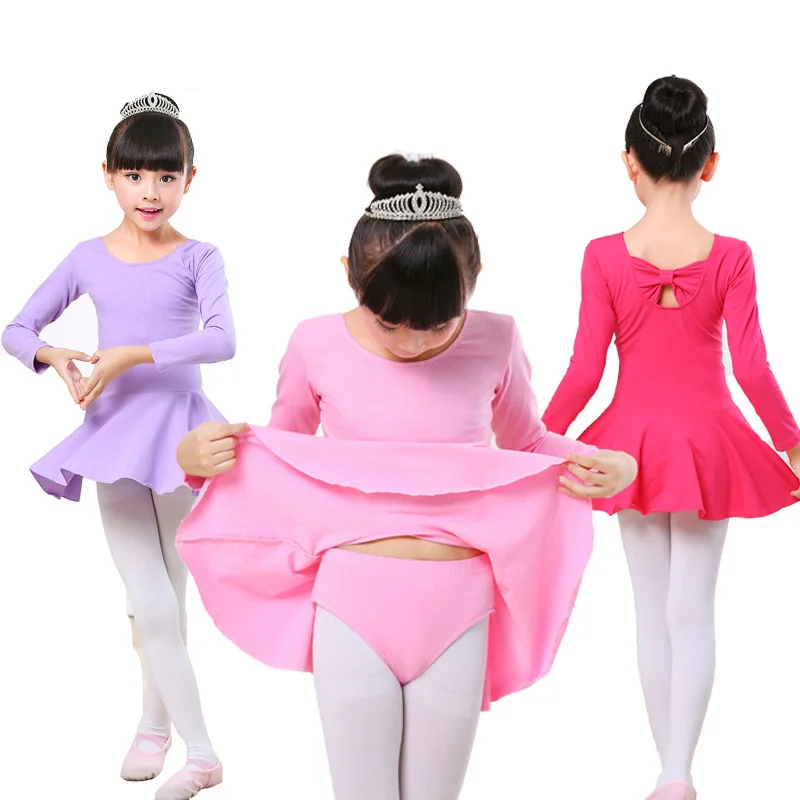 Elegant Ballet Dance Dresses For Girl Pink Rose Purple Long Sleeve ...