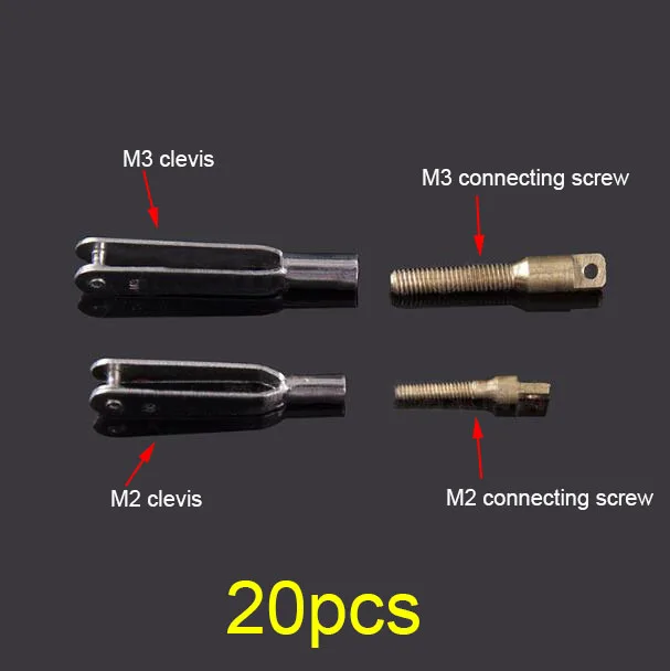 20Pcs M2/M3 Metal Chuck Clevis 1.8/2mm Pull Rod Connector Screw Spare ...