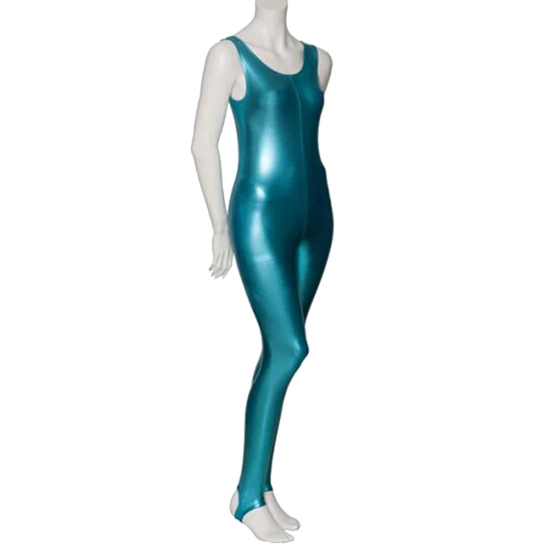 Women Unitard dance costumes shiny Glossy catsuit metallic onstage ...