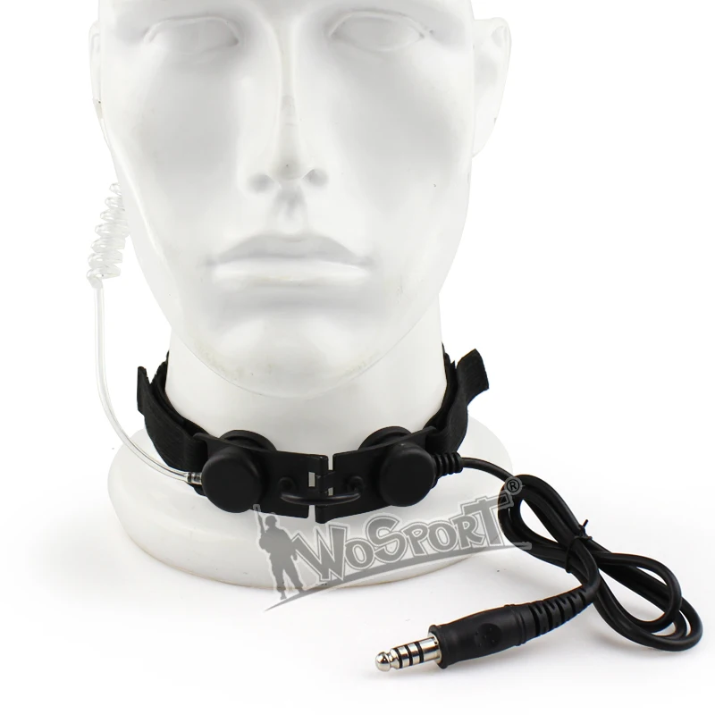 Wosport Tactical Military Mic Throat Microphone With Earplugs Used With ...