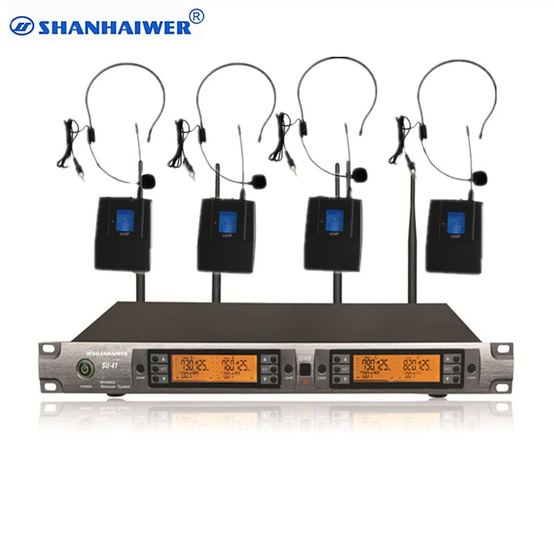 Four channels Desktop Conference Room Wireless Microphone With Digital ...