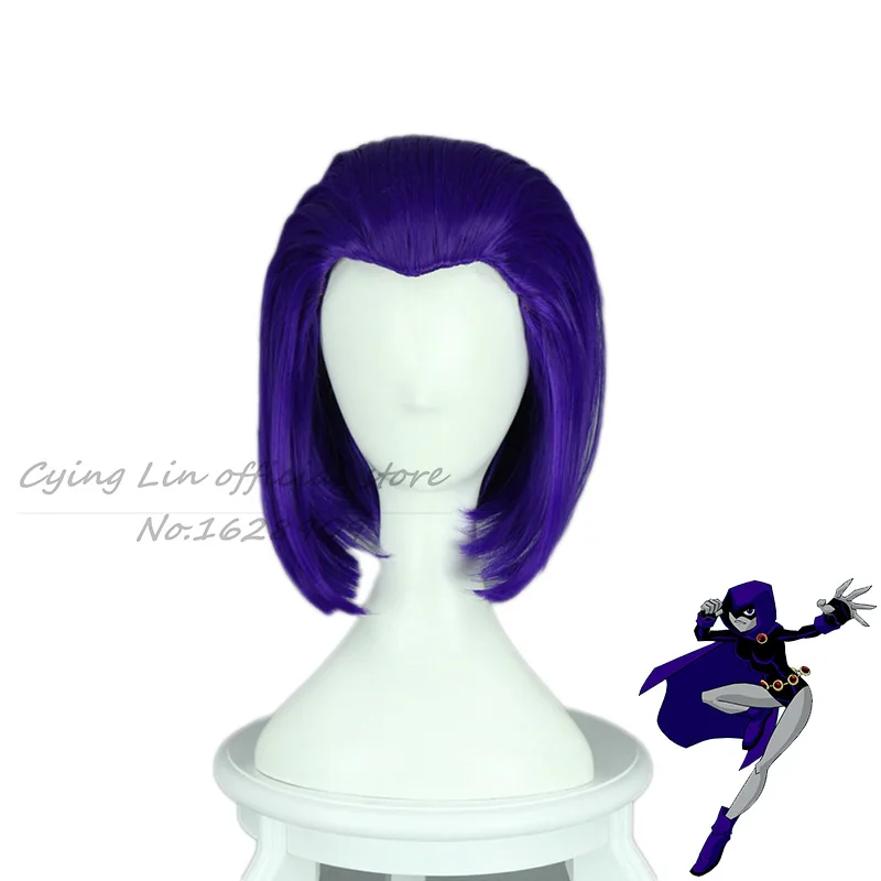 New Arrival Teen Titans Raven cosplay anime Cos Wig Purple Hair Girl's ...