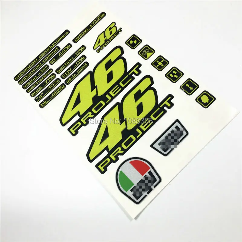 1 set Motorcycle MOTOGP Racing Car Helmet Sticker Decals for Rossi 46 ...