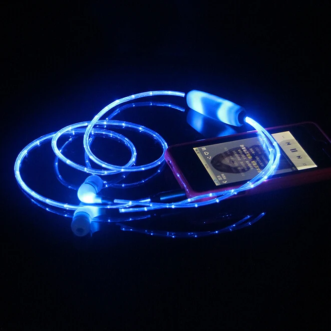 3.5mm Led Light Earphones Luminous with MIC USB Charging For Iphone ...