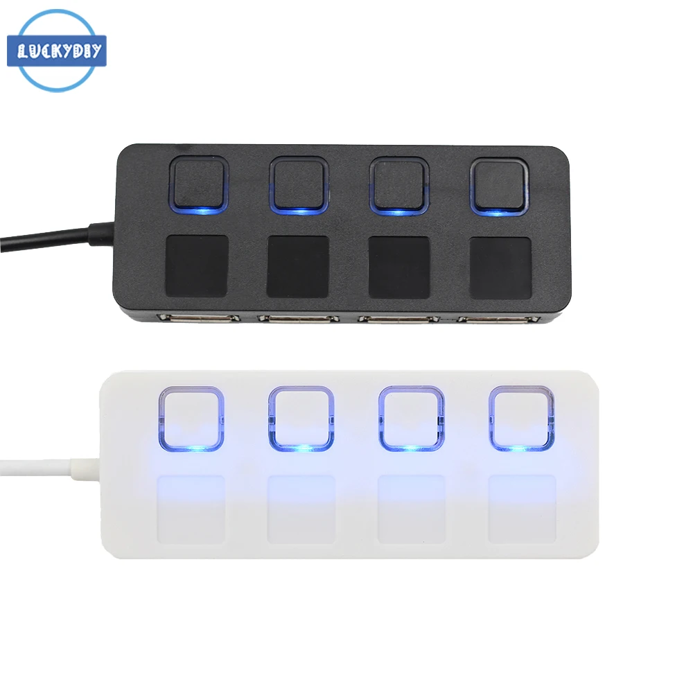 High Speed Slim 4 Ports USB 2.0 Hub LED USB Hub With Power on/off ...