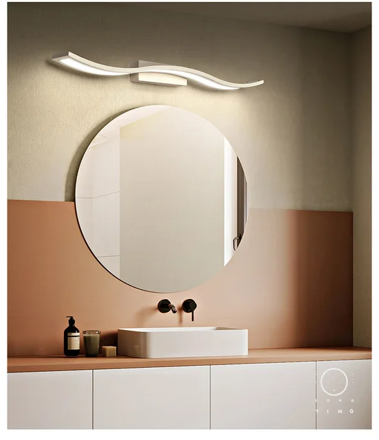 Curved mirror headlights Led mirror cabinet bathroom waterproof anti ...