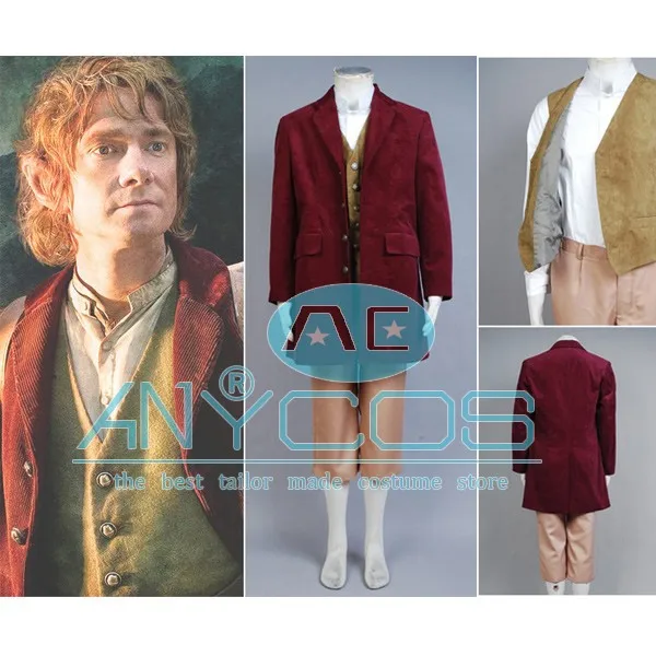 The Hobbit Bilbo Baggins Outfit Coat+Pants+Vest+Shirt For Adult Men ...