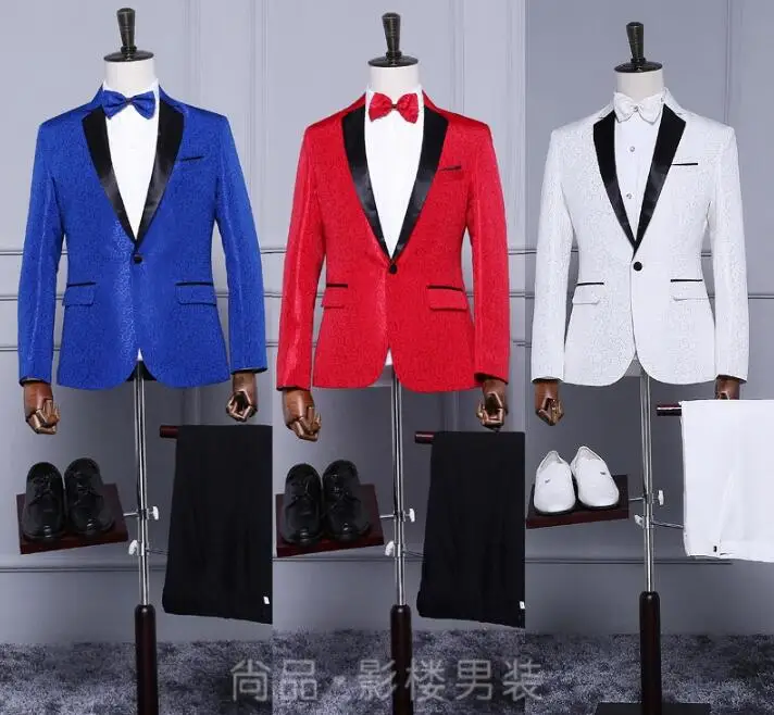 Singer star style dance stage clothing for men print suit set with ...