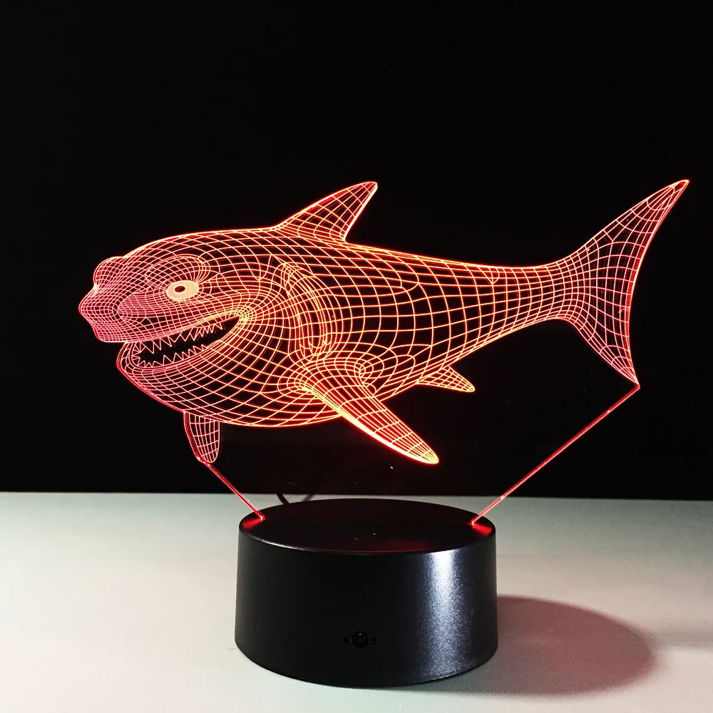 Top Quality 3D Shark Night Light Children Kids Visual Led Illusion ...