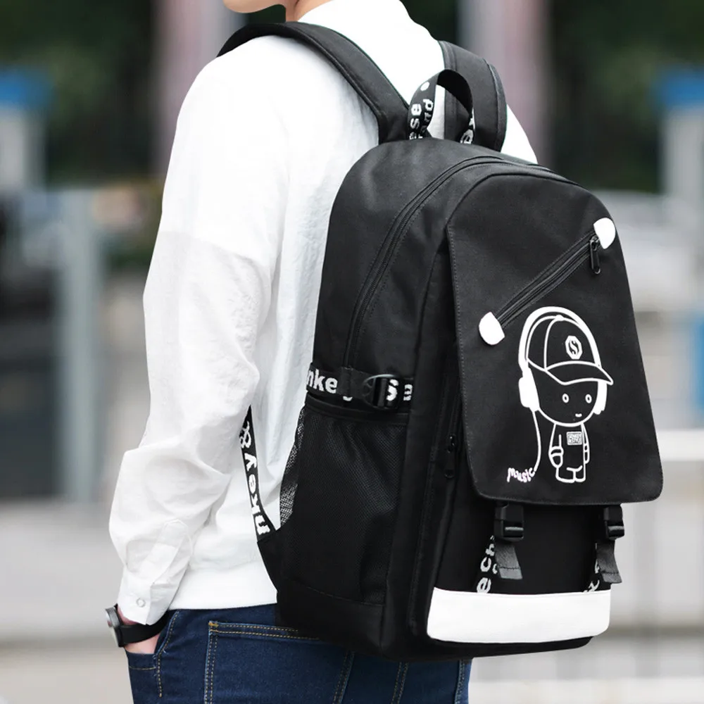 Studen Backpack Unisex Lig Preppy USB External Charging Laptop Noctilu ...