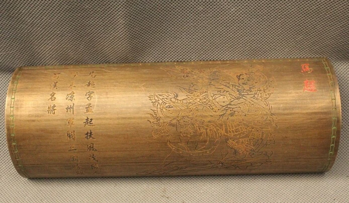 free 9"China Folk Old Bronze handwork carving Three Kingdoms Statue ...