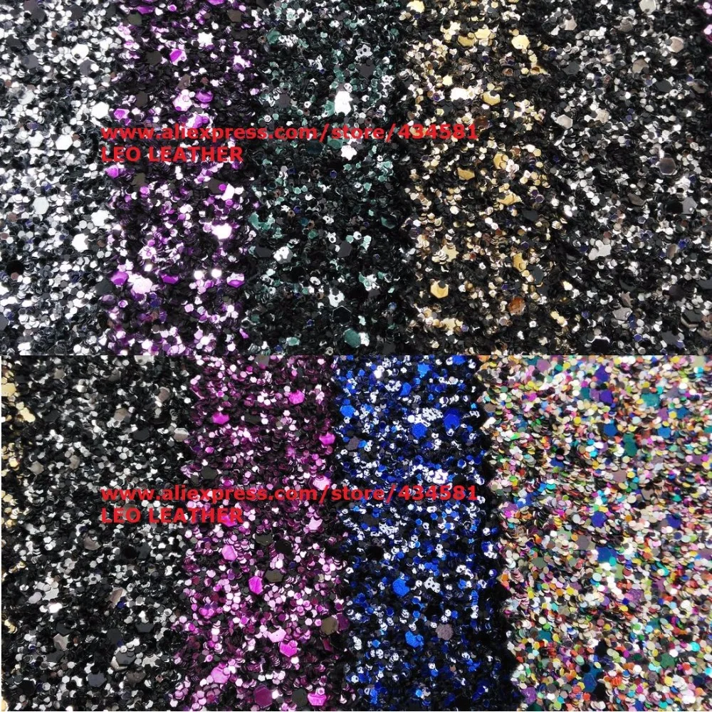 Chunky Glitter Leather Colors high quality PU Glitter Fabric for DIY ...