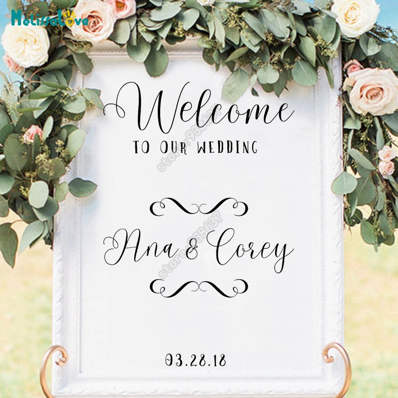Diy Wedding Board Sticker Reception Sign Decal Custom Name And Date ...