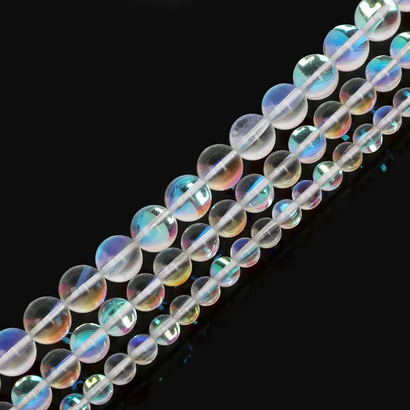 Wholesale 6mm 8mm 10mm Clear White Crystal Beads Synthesis Moon Stone ...