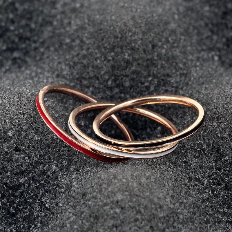 Titanium Steel Rose Gold Color 1mm Thin Ring For Women Tail Knuckle ...