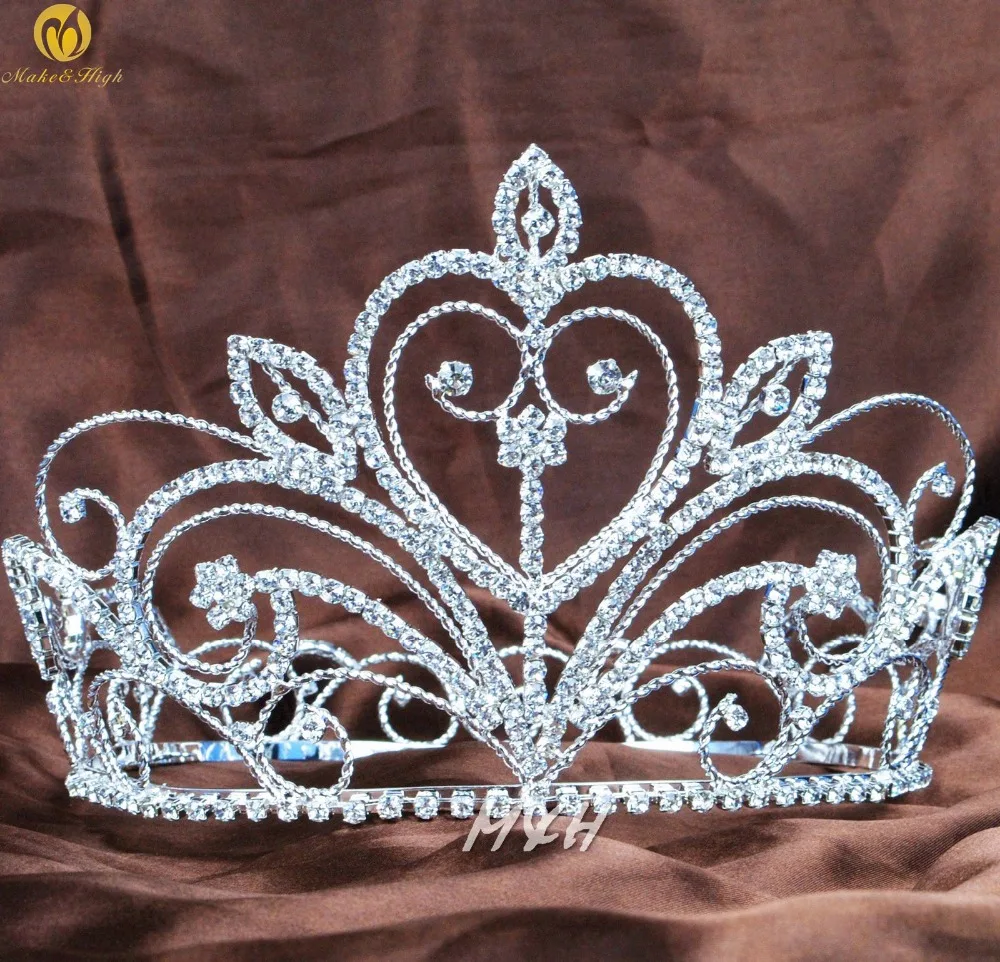 Floral Flower Beauty Pageant Tiara Crown Clear Austrian Rhinestone ...