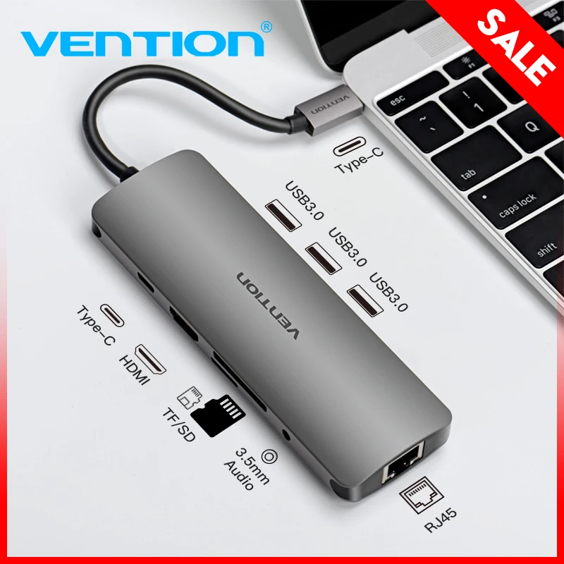 Buy Online Vention USB C HUB Type C To HDMI USB 3.0 thunderbolt 3 RJ45 ...