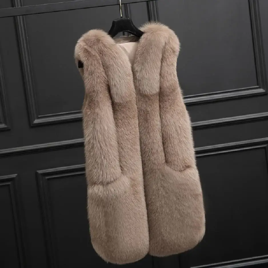S-2xl Winter Fashion Women's Faux Fur Vest Fake Fur Coat Thicker Warm ...