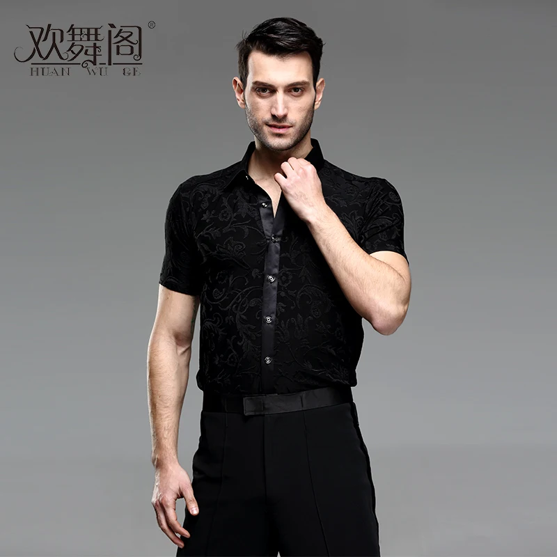 men's practice standard modern dance Latin dance clothing short sleeve ...