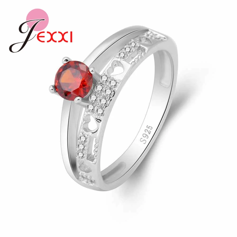 Charming Jexxi For Fashion Women Heart Pattern Red Austria Crystal Ring ...