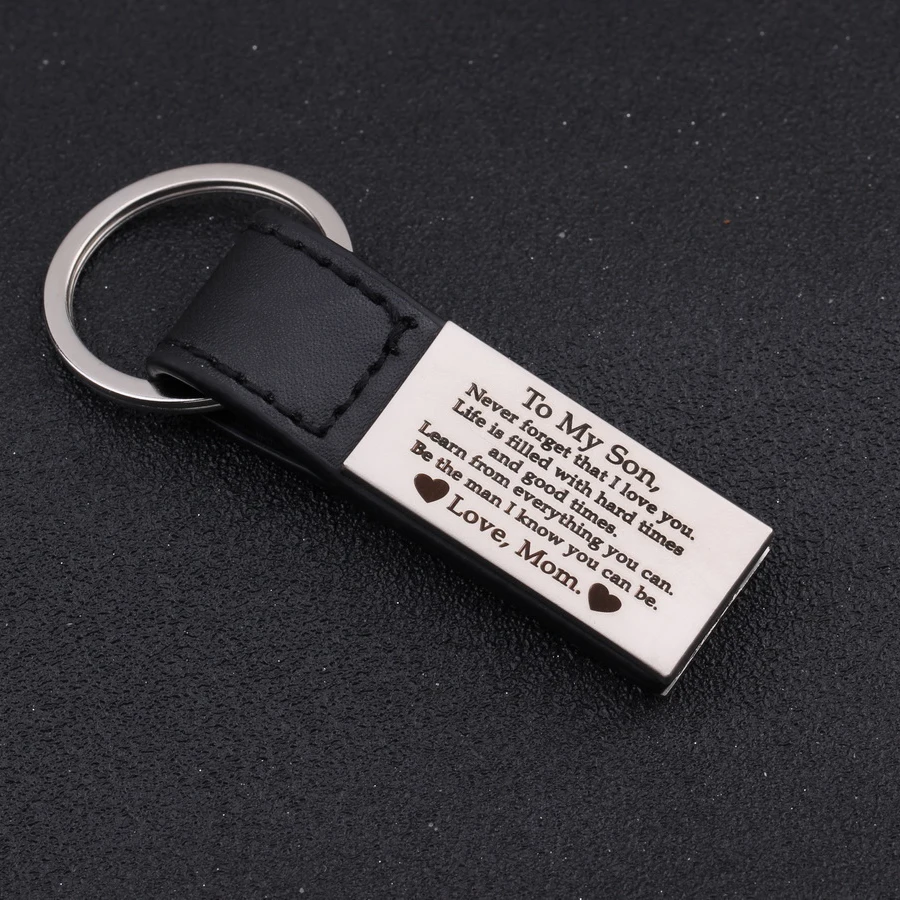 Модный кожаный брелок для ключей с гравировкой для моего сына Love Mom ...