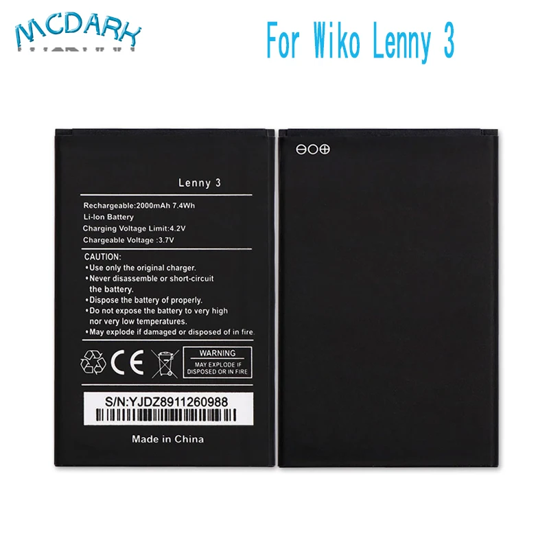 For Wiko LENNY 3 Battery 2000mAh Batterie Bateria AKKU High Quality|for ...