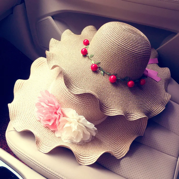 Korean Sun proof Sun Shade Cap Female Women Girl Summer Beach Flowers ...