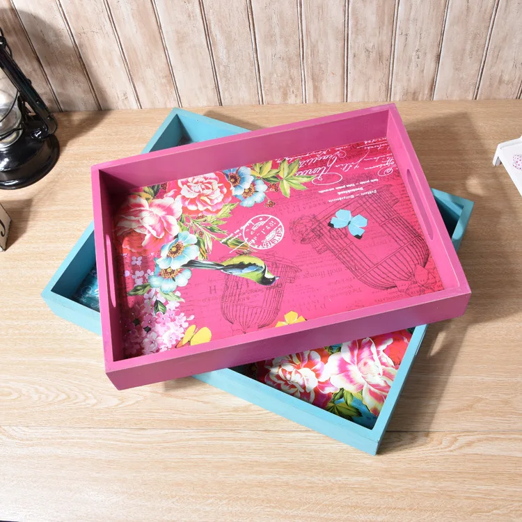 1PC Random Color Creative Colorful Wood Storage Trays Octangles Tea ...
