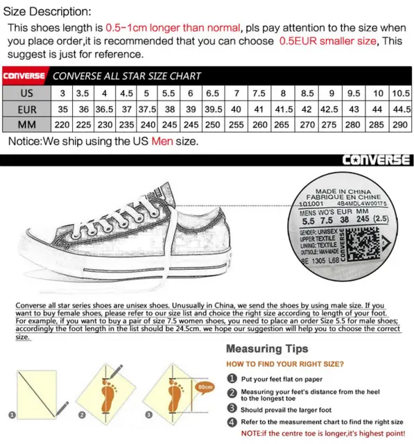 Converse Sneakers Size Chart